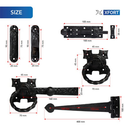 XFORT Smithy's Range Rope Ring Gate Latch Pack, Black Antique Finish ...