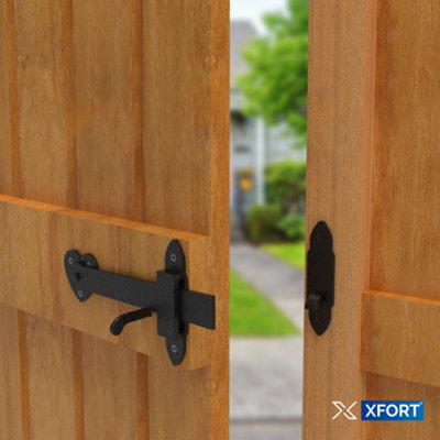 XFORT Smithy's Thumb Gate Latch Black Antique, Traditional Suffolk Latch