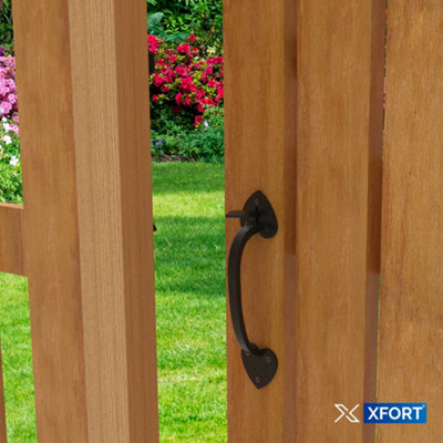 XFORT Smithy's Thumb Gate Latch Black Antique, Traditional Suffolk Latch