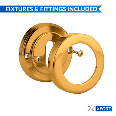 XFORT STANDARD ESCUTCHEONS POLISHED BRASS, 2 PACK