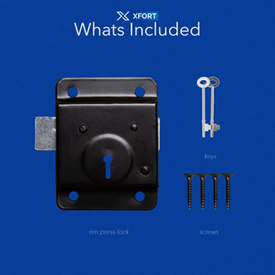 XFORT Traditional 50mm Rim Press Lock, Surface Mounted Black Rim Presslock