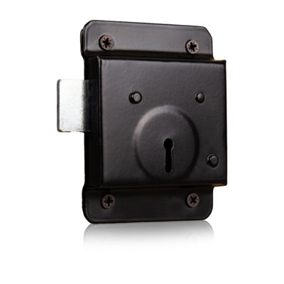 XFORT Traditional 50mm Rim Press Lock, Surface Mounted Black Rim Presslock