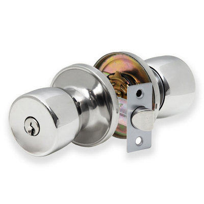 XFORT Tulip Entrance Knob Set Polished Chrome, Door Knob with Lock at B&Q