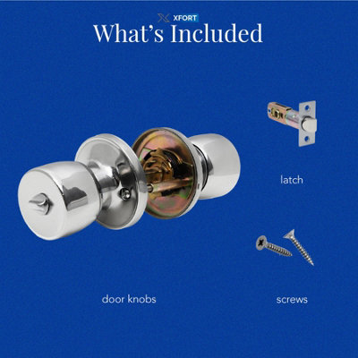 XFORT Tulip Privacy Knob Set Polished Chrome, Door Knob with Lock