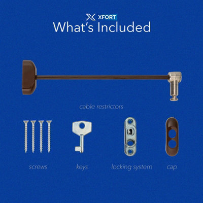 XFORT Viper Key Locking Cable Window Restrictor in Brown
