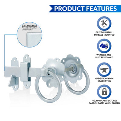 XFORT Zinc Ring Gate Latch, Garden Gate Latch | DIY at B&Q