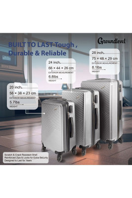 XL Delta Hard Shell 3 Piece Luggage Set - Silver