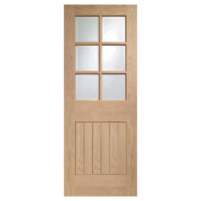 XL Joinery Internal Oak Suffolk 6 Light Door with Clear Bevelled Glass ...