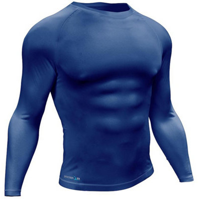 XL - NAVY Adult Long Sleeve Baselayer Compression Shirt Unisex Training ...