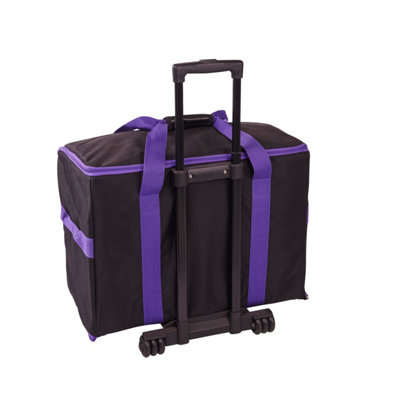 XL Sewing Machine Trolley Bag Plain Black with Purple Trim - 60 x 42 x 30cm