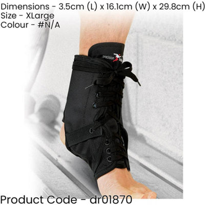 XLARGE Neoprene Ankle Brace & Stays - Lace Up Foot Support Sprain Pain ...