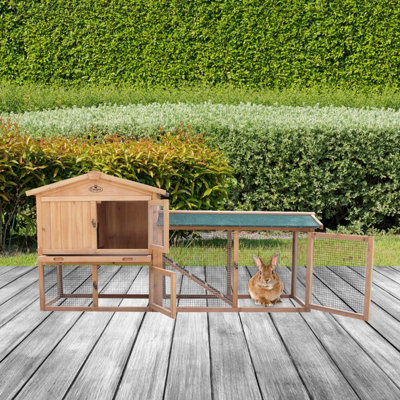 XLarge Wooden Rabbit Run Pet Hutch Bunny Guinea Pig Ferret Run 2 Tier ...