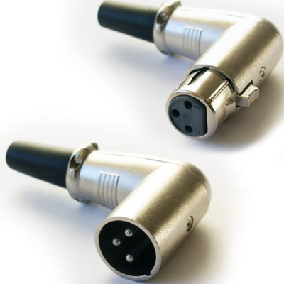 XLR 3 PIN Male & Female Solder Connectors Right Angled 90 Degree For ...