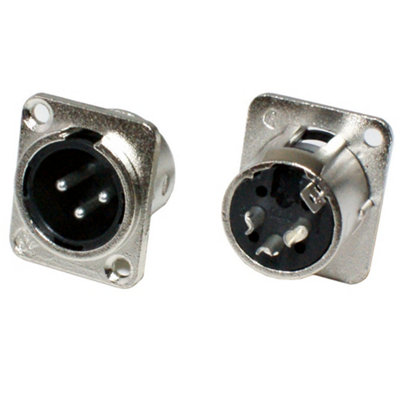 XLR 3 Pin Male Panel Mount Solder Connector For Chassis Mic Patch Audio ...