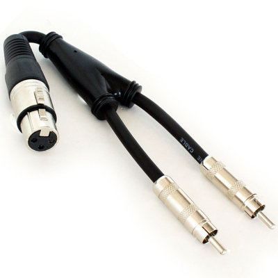 XLR Female to 2 RCA PHONO Male Y Splitter Cable Adapter Mixer Amp Audio ...