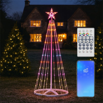 XMAS HAUS RGB LED Festive 210cm Christmas Star Tree Light LEDs with ...