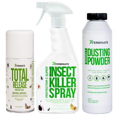 Xterminate Insect Killer Spray 1 x 1L, 1 x One Click 1 x 400g Dusting ...