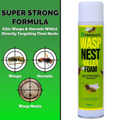 Xterminate Wasp Nest Killer Spray Foam 600ml x3 Powerful 5m Long Reach ...
