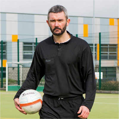 XXL 50-52 Inch Plain Black Referee Long Sleeve Shirt - Touch Fastener ...