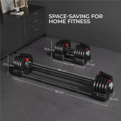 Yaheetech 2-in-1 40KG Quick-Adjust Dumbbell Weight Set with Anti Slip ...