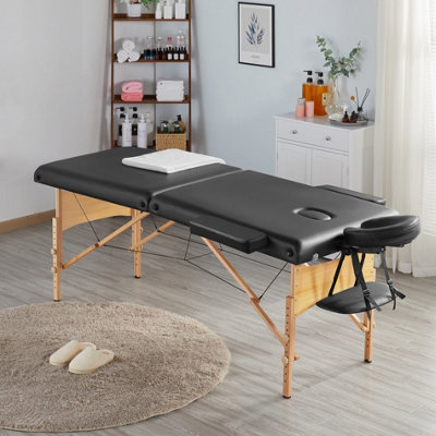 Yaheetech 2 Sectional Folding Massage Table Black