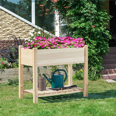 Yaheetech 2 Tiers Wooden Raised Garden Bed Elevated Planter Box Kit ...