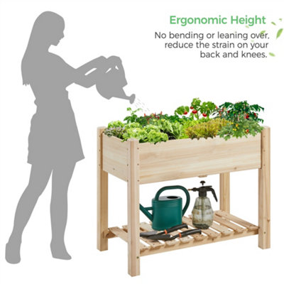 Yaheetech 2 Tiers Wooden Raised Garden Bed Elevated Planter Box Kit ...