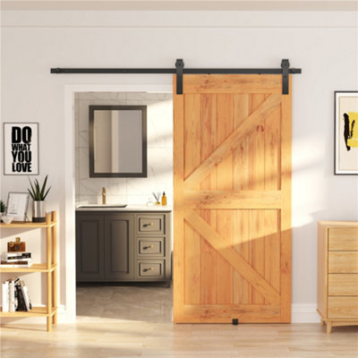 Yaheetech 200cm Single Door Sliding Track Kit Indoor Outdoor