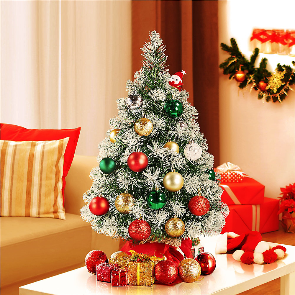 Yaheetech 2ft Frosted Tabletop Artificial Christmas Tree with Cement Base Yaheetech 2ft Frosted Tabletop Artificial Christmas Tree with Cement Base