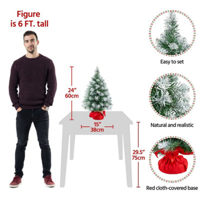 Yaheetech 2ft Frosted Tabletop Artificial Christmas Tree with Cement Base