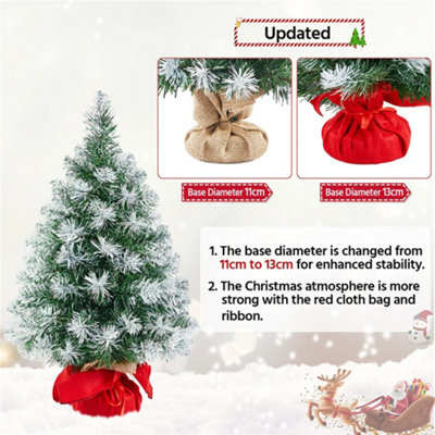 Yaheetech 2ft Frosted Tabletop Artificial Christmas Tree with Cement Base