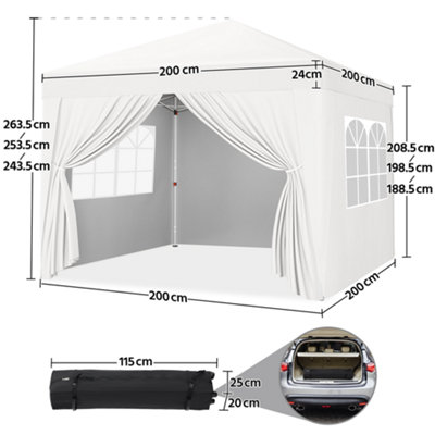 Shop Yaheetech 2mx2m White Fabric Pop Up Canopy Tent w/ Sidewalls
