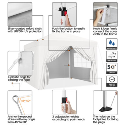 Shop Yaheetech 2mx2m White Fabric Pop Up Canopy Tent w/ Sidewalls