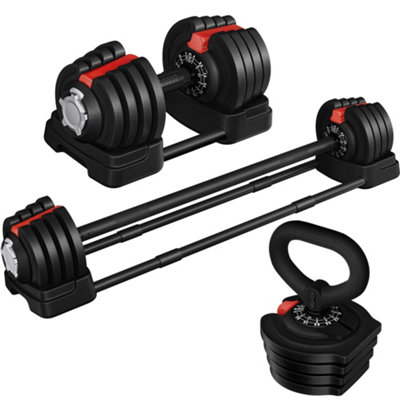 Yaheetech 3-in-1 18KG Quick-Adjust Dumbbell Weight Set with Anti Slip ...