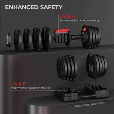Yaheetech 3-in-1 18KG Quick-Adjust Dumbbell Weight Set with Anti Slip ...