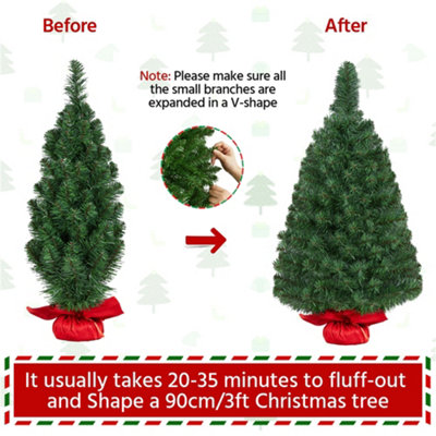 Yaheetech 3ft Green Mini Tabletop Artificial Christmas Tree with Cement ...