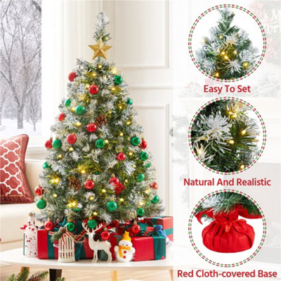 Yaheetech 3ft Prelit Frosted Tabletop Mini Artificial Christmas Tree with Cement Base