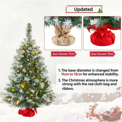 Yaheetech 3ft Prelit Frosted Tabletop Mini Artificial Christmas Tree with Cement Base