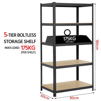 Yaheetech 5 Tier Metal Storage Shelf Display Rack Black
