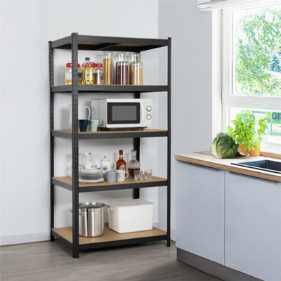 Yaheetech 5 Tier Metal Storage Shelf Display Rack Black