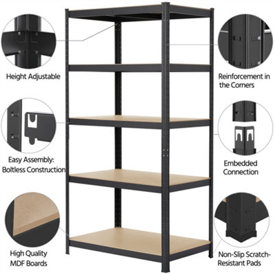 Yaheetech 5 Tier Metal Storage Shelf Display Rack Black