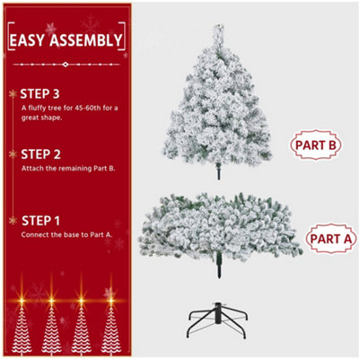Yaheetech 5ft Snow Flocked Artificial Christmas Tree with Foldable Stand