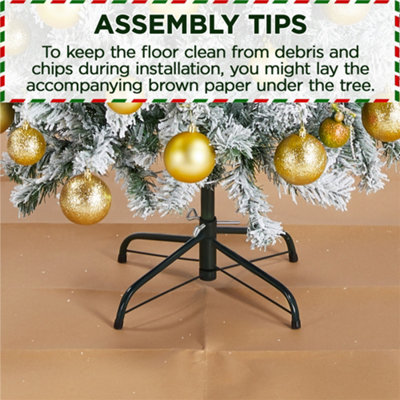 Yaheetech 5ft Snow Flocked Artificial Christmas Tree with Foldable Stand