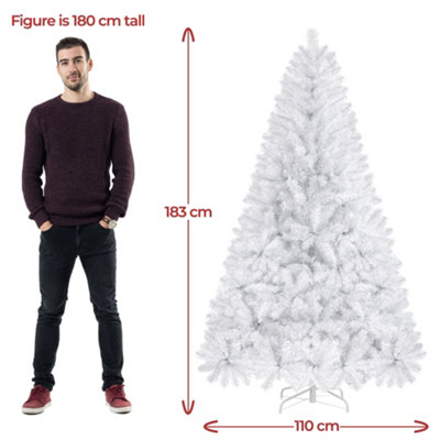 Yaheetech 6ft Hinged Fir Holiday Artificial Christmas Tree with Stand White