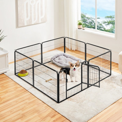 Yaheetech 8 Panels Metal Dog Playpen with Door - Black