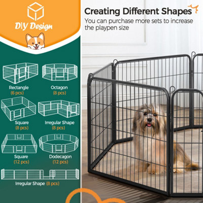 Yaheetech 8 Panels Metal Dog Playpen with Door - Black