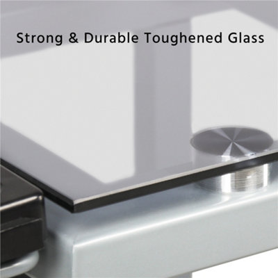 Yaheetech Adjustable Drafting Table Glass Tabletop with Drawers