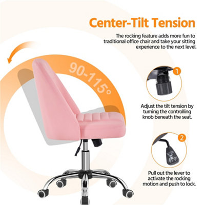 Yaheetech Armless Adjustable Desk Chair with Rolling Wheels - Pink ...