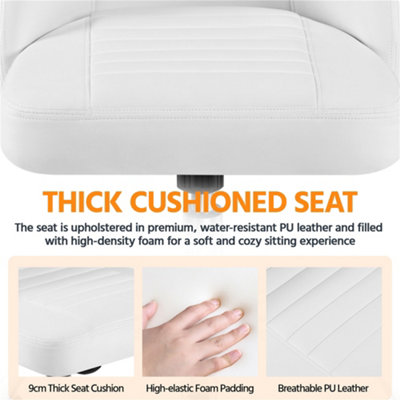 Yaheetech Armless Adjustable Desk Chair with Rolling Wheels - White ...