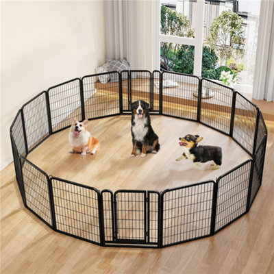 Yaheetech Black 12 Panel Dog Pen Metal Pet Playpen 65x80cm